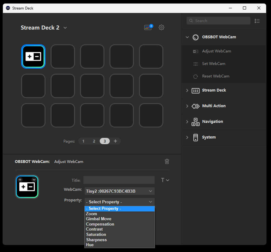 OBSBOT WebCam Plugin on Elgato Stream Deck User Guide